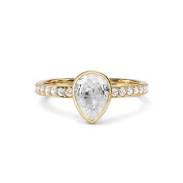 Solitaire Petite Teardrop Ring with Clear Crystals Gold Plated Stilla ...