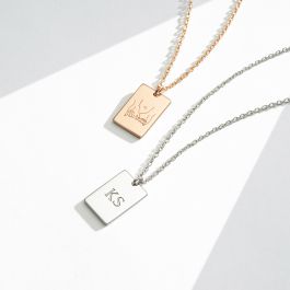 Personalised Rectangle Plate Necklace in Sterling Silver